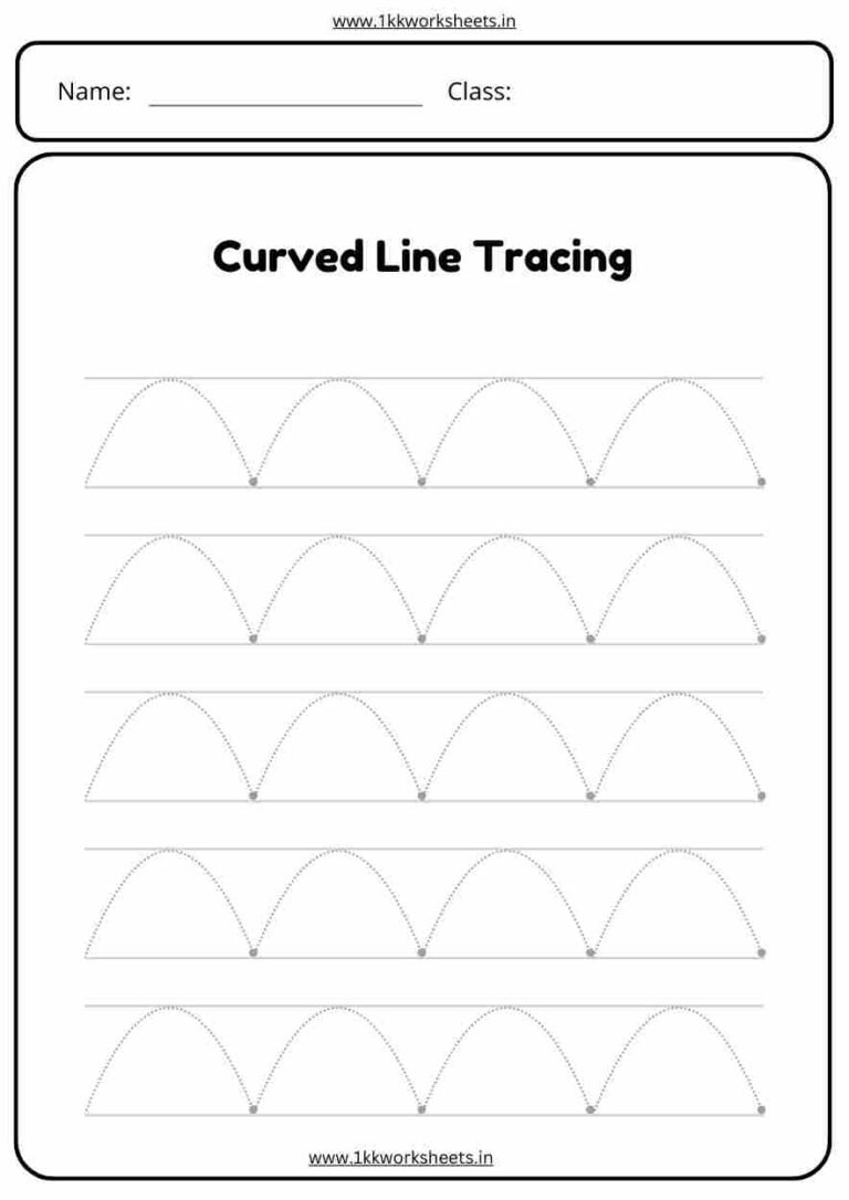 Nursery Worksheets, Line Tracing | Set - 2 - 1k WorkSheets