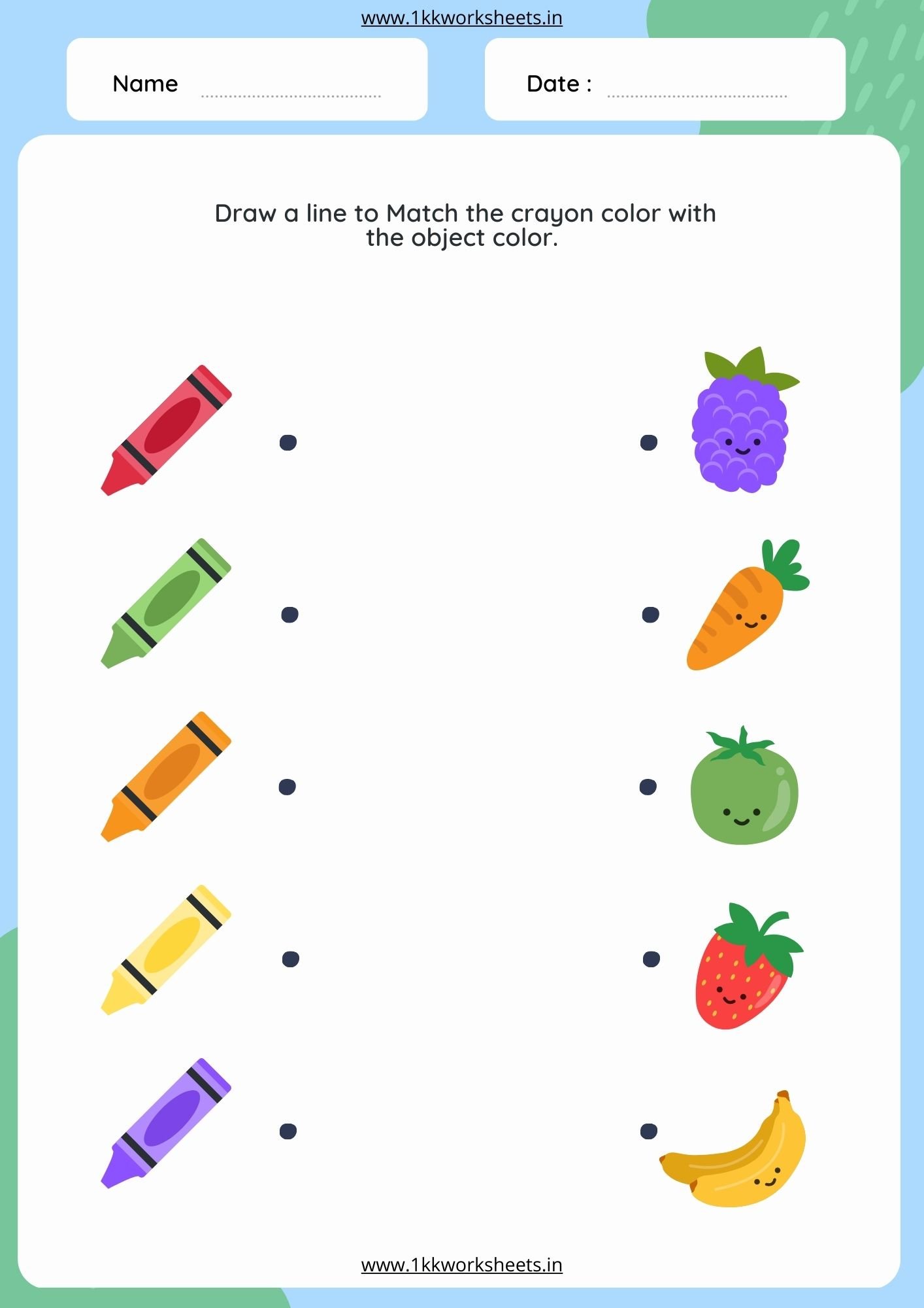 Color Matching Worksheets | Set -1 - 1k WorkSheets