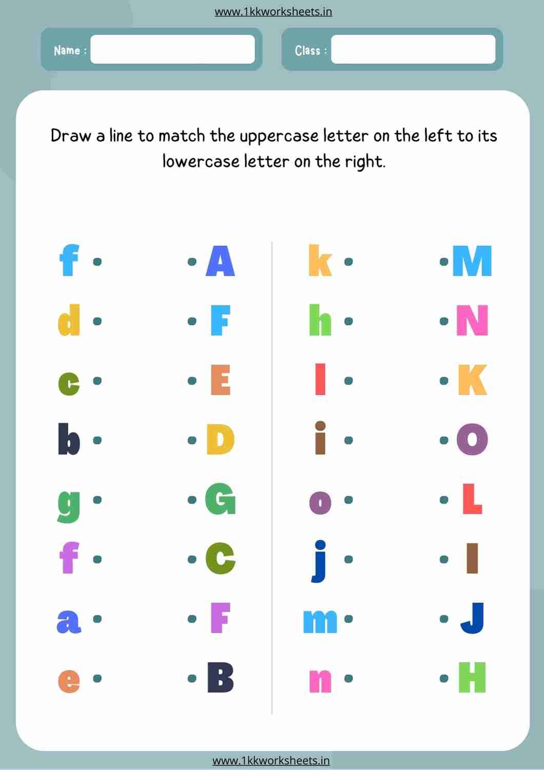 English Alphabet Matching | Set - 1 - 1k WorkSheets